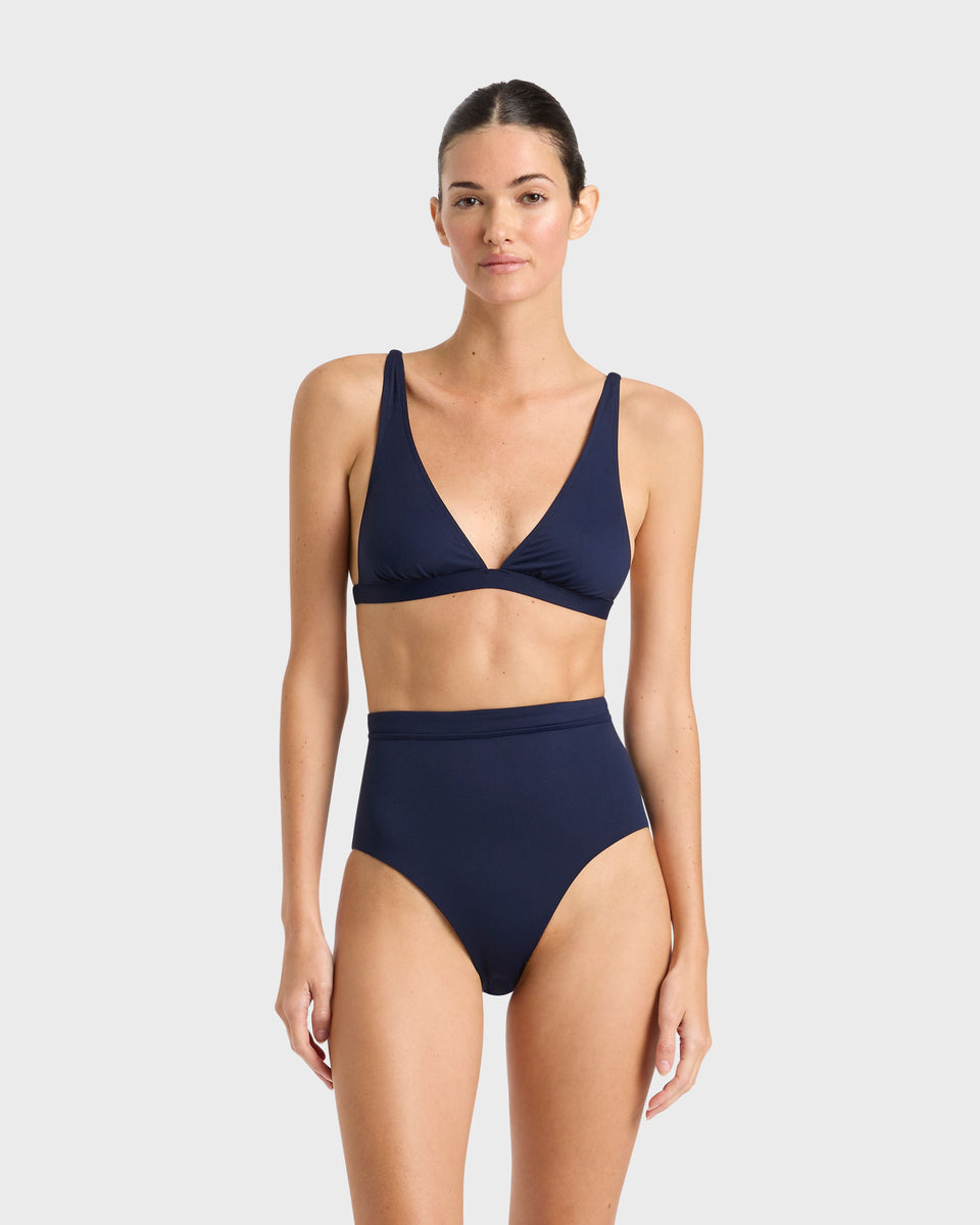 BONDI BORN® | Talia Bikini Bottom in Oxford | High Waisted Swimwear
