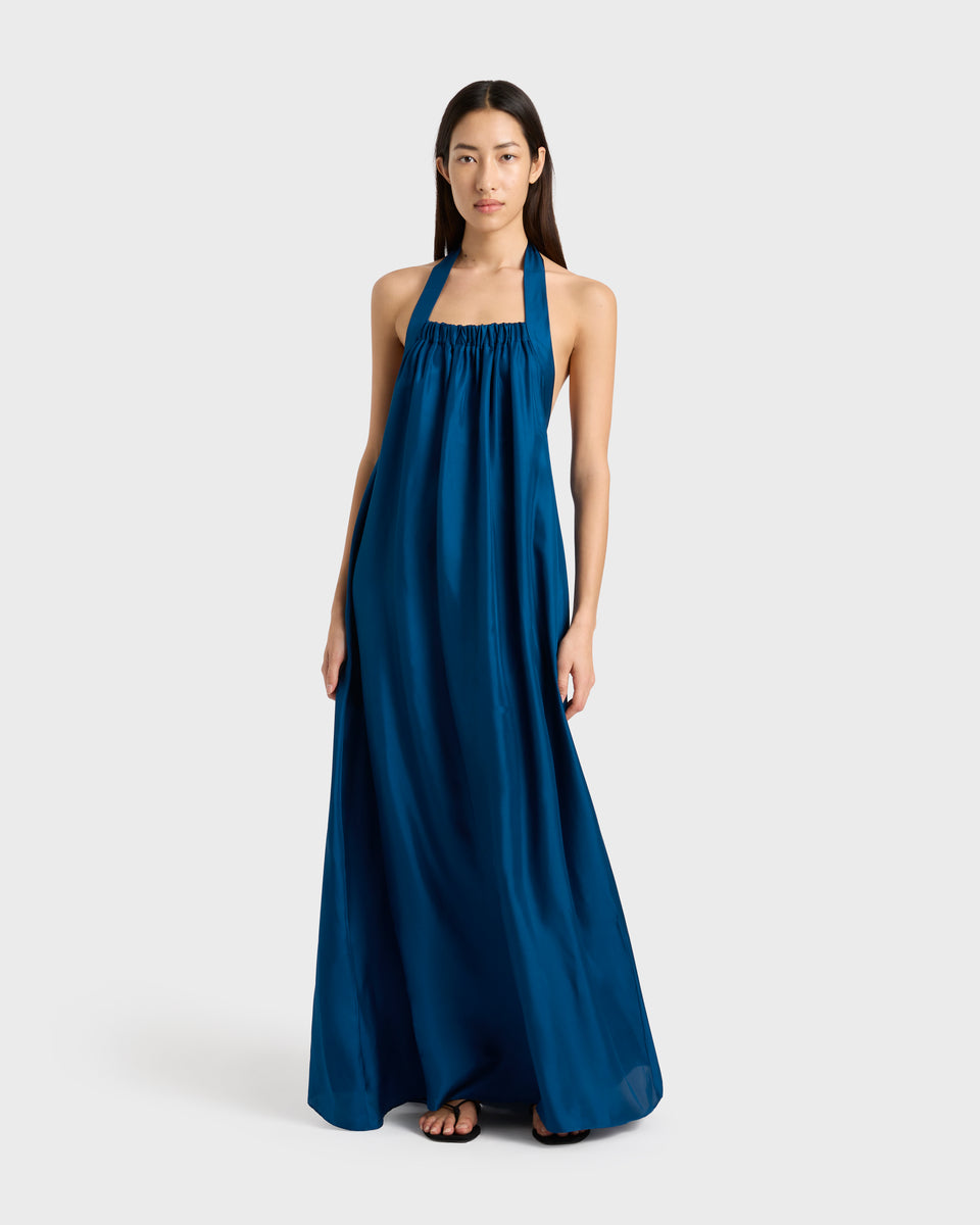 BONDI BORN® | Marfa Silk Halter Maxi Dress in Tropico